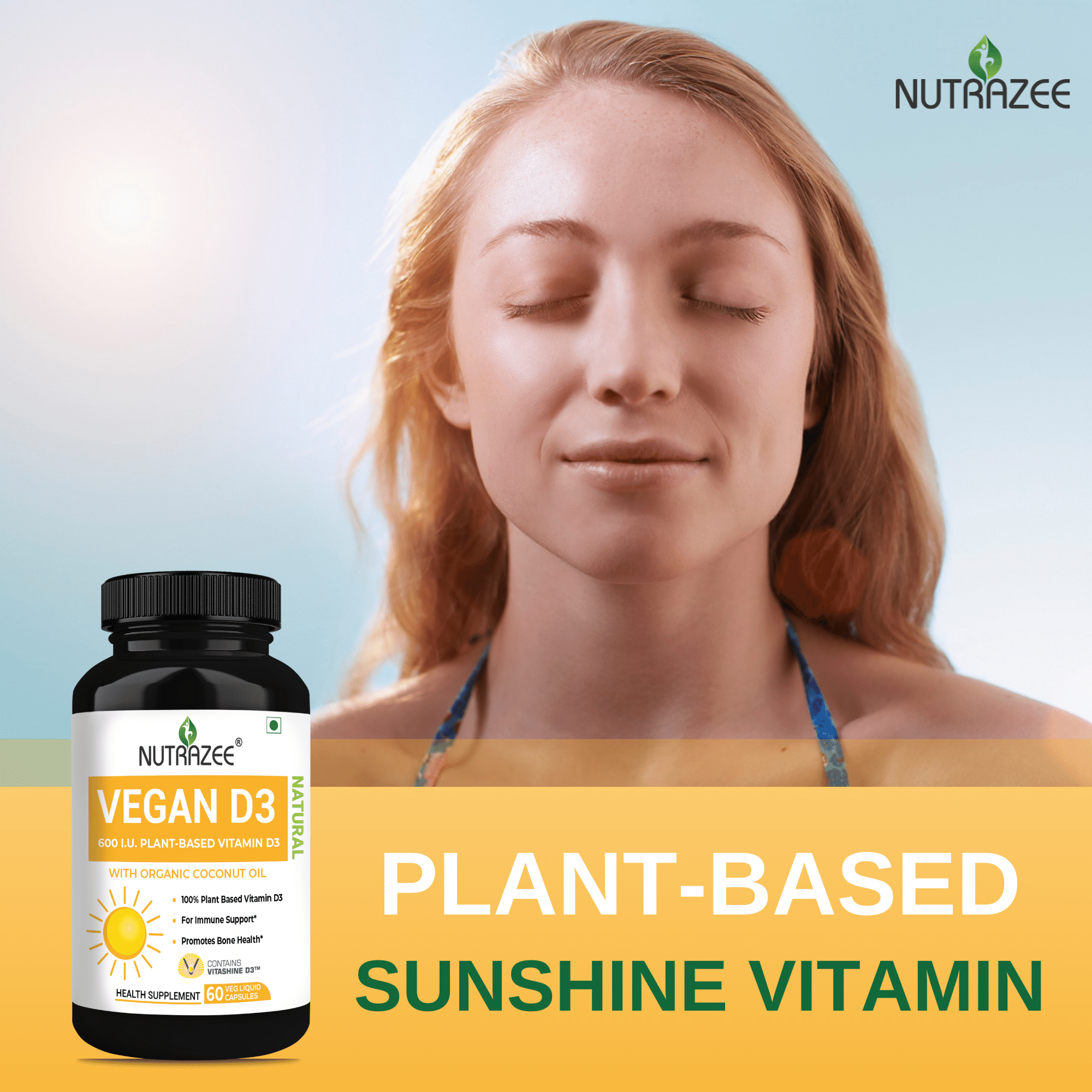 Nutrazee Vegan Vitamin D3 Plant Based, Liquid Filled Capsules