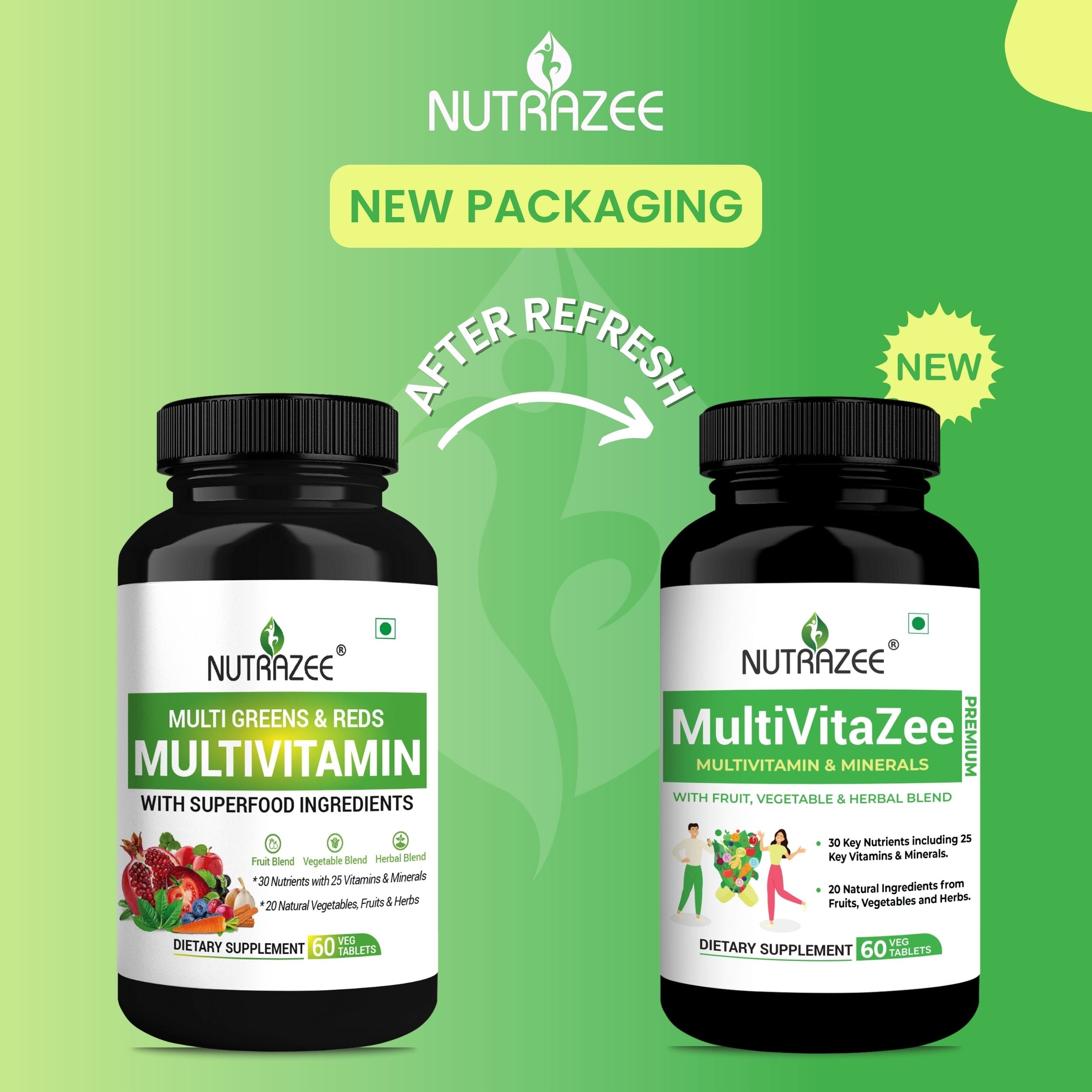 Nutrazee MultiVitaZee Multivitamin & Minerals Supplement, 60 Tablets