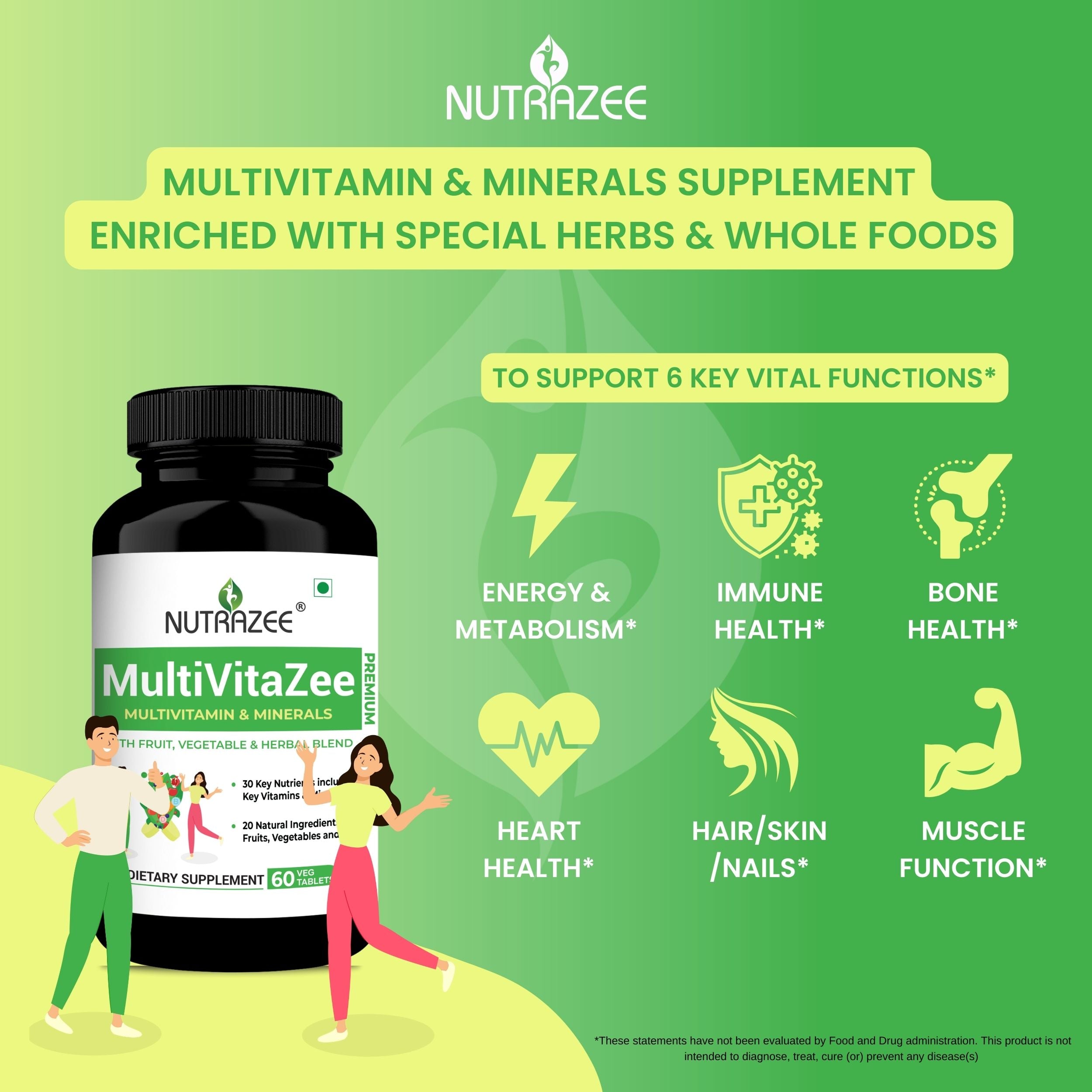 Nutrazee MultiVitaZee Multivitamin & Minerals Supplement, 60 Tablets